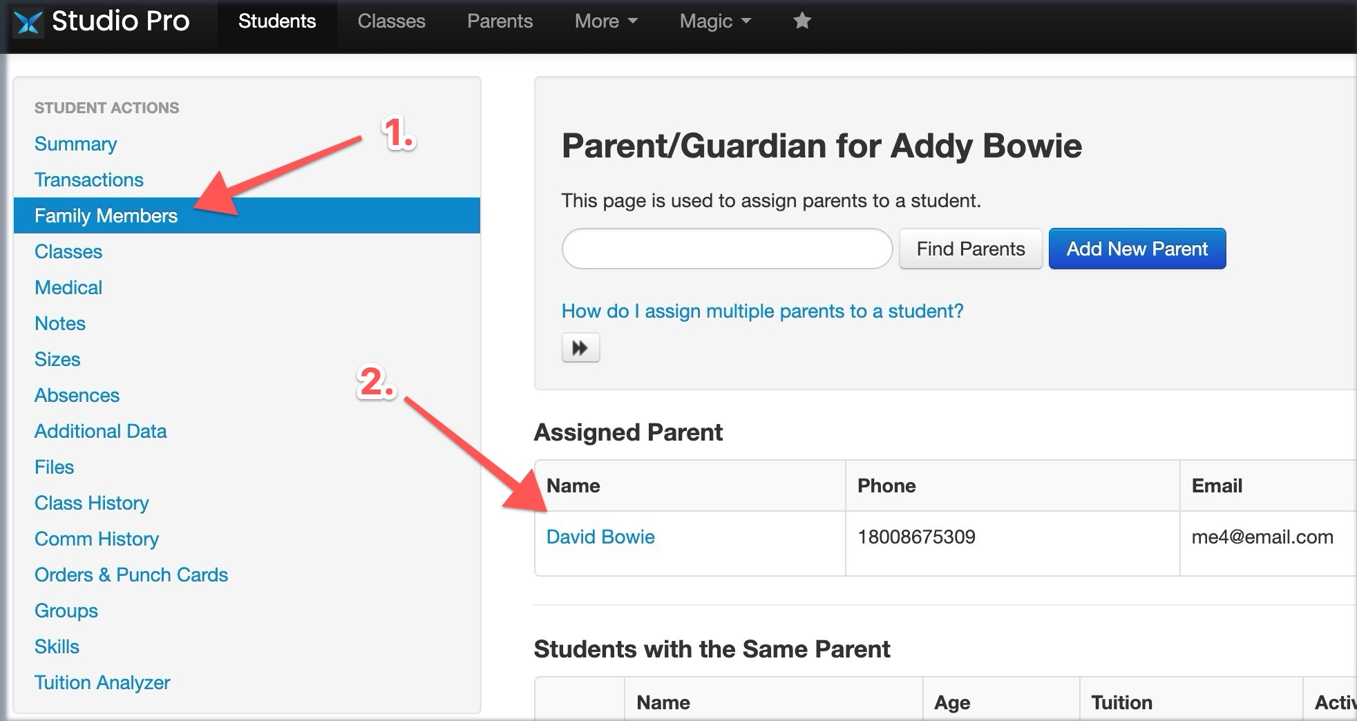 How to Add or Link Multiple Parents or Guardians to a Student – Studio Pro