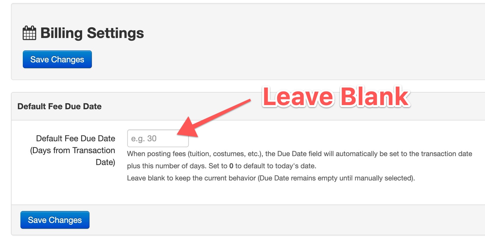 Set a Default Fee Due Date in Billing Settings – Studio Pro